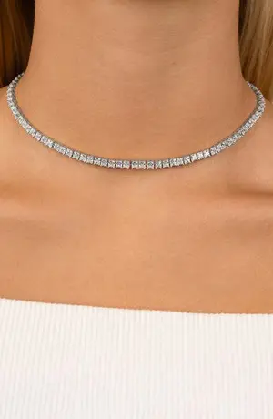 Sterling Forever Brette Slide Tennis Necklace - Silver