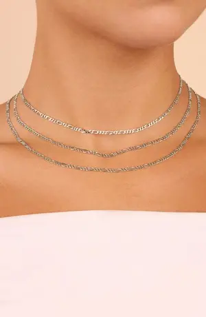 Sterling Forever Figaro Chain Necklace - Silver