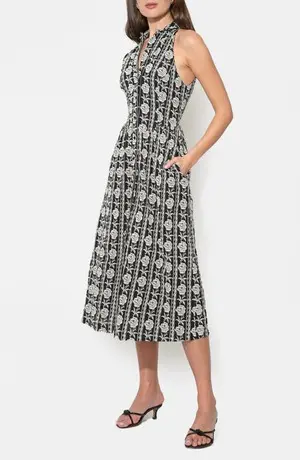 Adelyn Rae Hazer Embroidered Halter Midi Dress