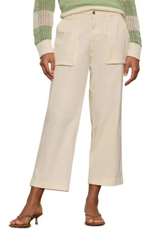 Sanctuary Relaxed Straight Leg Stretch Cotton Crop Pants - Collagen White