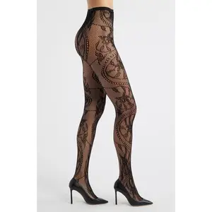 HIGH HEEL JUNGLE Monet Lace Tights - Black