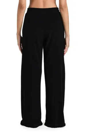 La Blanca Wide Leg Drawstring Terry Pants - Black