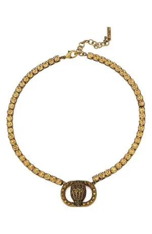 Kurt Geiger Chelsea Eagle Head Tennis Necklace - Brass