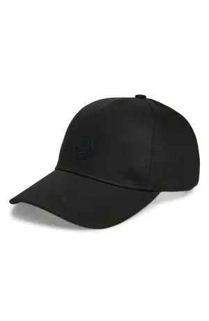 Moncler Logo Patch Adjustable Baseball Cap - Black