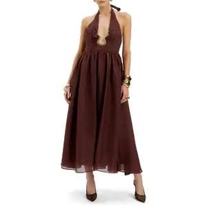 Plunge Halter Maxi Dress