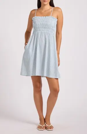 Seafolly Beach Club Linen Blend Cover-up Dress - Powder Blue