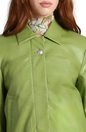 Avec Les Filles Faux Leather Boxy Jacket - Green