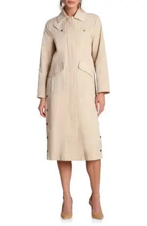 Avec Les Filles Cotton Blend Barn Coat With Side Snaps - Sandy Tan