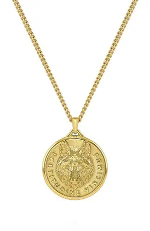 VINCERO Wolf Medallion Pendant Necklace - Gold