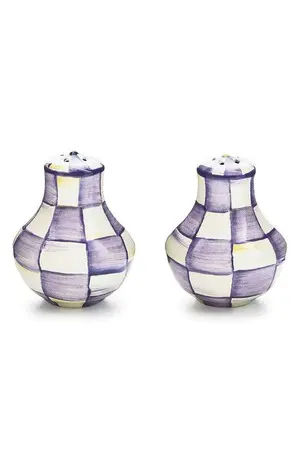 MACKENZIE-CHILDS Check Salt & Pepper Shaker Set - Violet