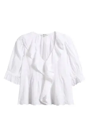 Madewell Eyelet Ruffle-sleeve Top