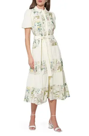 Adelyn Rae Octavia Button-up Tiered Midi Dress
