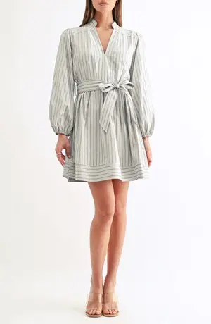 Adelyn Rae Marnie Stripe Minidress - Grey