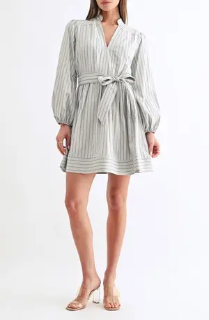 Adelyn Rae Marnie Stripe Minidress - Grey