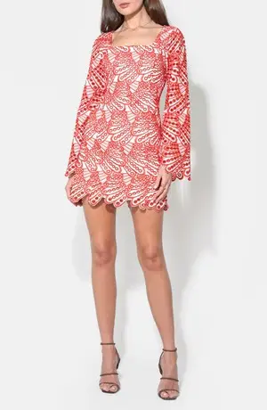 Adelyn Rae Regina Scallop Long Sleeve Minidress