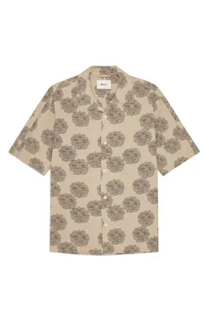 Nn07 Ole 5396 Floral Linen & Organic Cotton Camp Shirt - Oatmeal