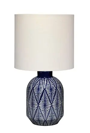 JAMIE YOUNG CO. Highland Ceramic Table Lamp With Linen Shade - Blue