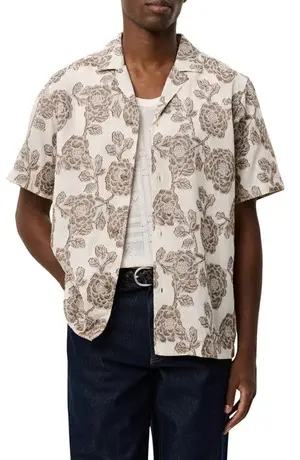 LES DEUX Lesley Floral Jacquard Camp Shirt
