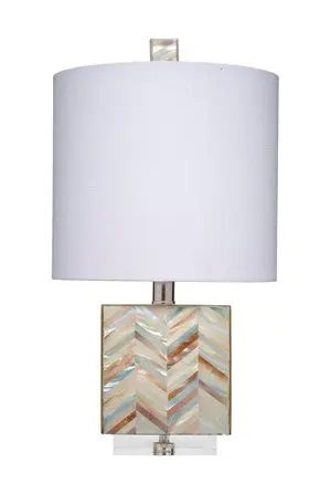 JAMIE YOUNG CO. Garbo Mother Of Pearl Table Lamp With Linen Shade - Blue