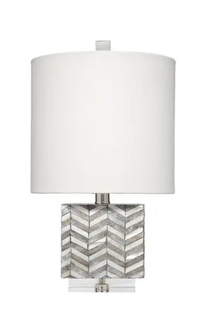 JAMIE YOUNG CO. Garbo Mother Of Pearl Table Lamp With Linen Shade - Grey