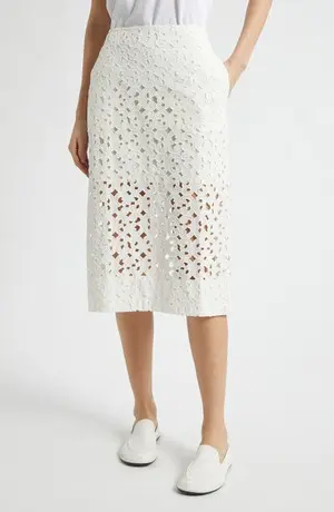 Marimekko Nokkeluus Keidas Broderie Anglaise Midi Skirt - Off-white