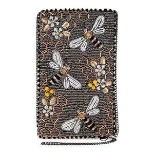 MARY FRANCES ACCESSORIES Bee Awesome Crossbody Phone Bag - Silver