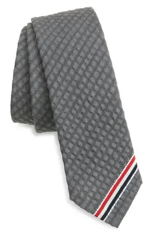 Thom Browne Striped Wool Necktie - Light Grey