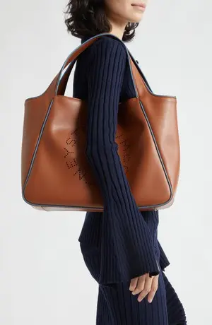 Stella McCartney Perforated Logo Faux Leather Tote - Brandy