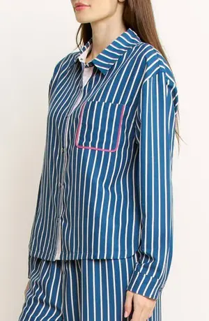 Honeydew Intimates Button-up Shirt - Pacific Stripe