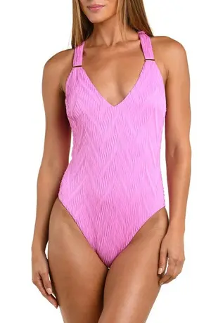 SUNSHINE 79 Ethereal Echo Plunge One-piece Swimsuit - Blush