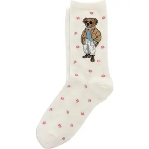 Polo Ralph Lauren Bear Cotton Blend Crew Socks - Ivory