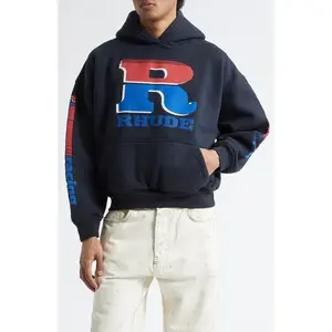 Rhude Split Petrol Logo Graphic Hoodie