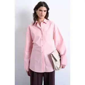 Topshop Oversized Button-up Shirt With Darted Cuffs - Pink