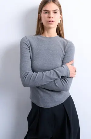 Topshop Ribbed Crewneck Top