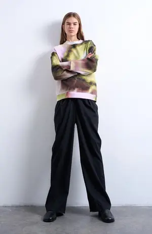 Topshop Tie Dye Oversized Cotton Blend Sweatshirt