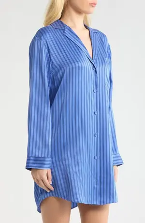 Lunya Stripe Piped Washable Silk Nightshirt