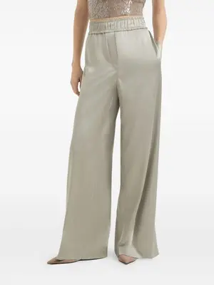 Brunello Cucinelli Silk Trousers - Green