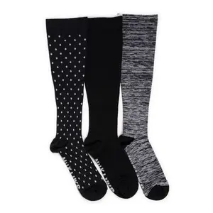 MUK LUKS Nylon Compression Knee-high Socks 3 Pair Pack - Black Multi