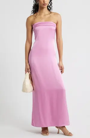 Bp. Strapless Satin Gown - Pink Moonlite