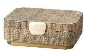 JAMIE YOUNG CO. Eden Raffia Decorative Box - Grey Steel