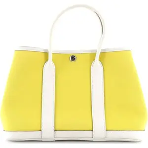 HERMES Garden Party 30 Tote Toile And Leather - Lime
