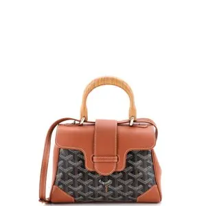 Goyard Saigon Top Handle Bag Coated Canvas With Leather Mini - Brown