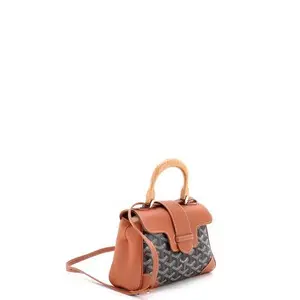 Goyard Saigon Top Handle Bag Coated Canvas With Leather Mini - Brown
