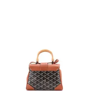 Goyard Saigon Top Handle Bag Coated Canvas With Leather Mini - Brown