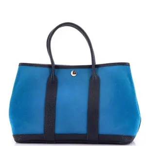 Hermès Garden Party Tote Toile And Leather 30 - Blue