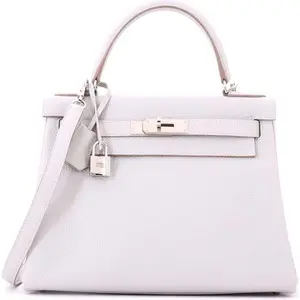 Hermès Kelly Handbag Clemence With Palladium Hardware 28 - Grey