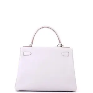 Hermès Kelly Handbag Clemence With Palladium Hardware 28 - Grey