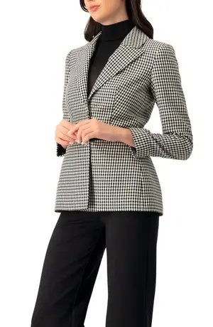 IVONNE Belted Checkered Blazer