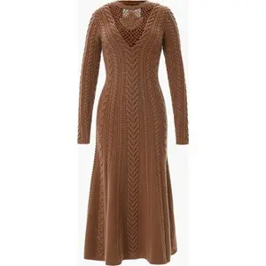DODIEE Cable-knit Maxi Dress - Camel