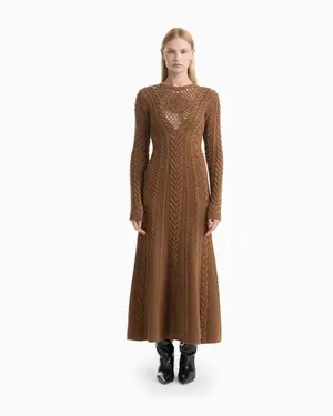 DODIEE Cable-knit Maxi Dress - Camel